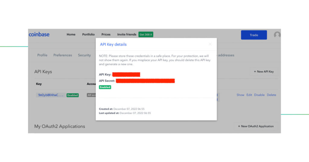 How to configure Coinbase API key and add it to Good Crypto